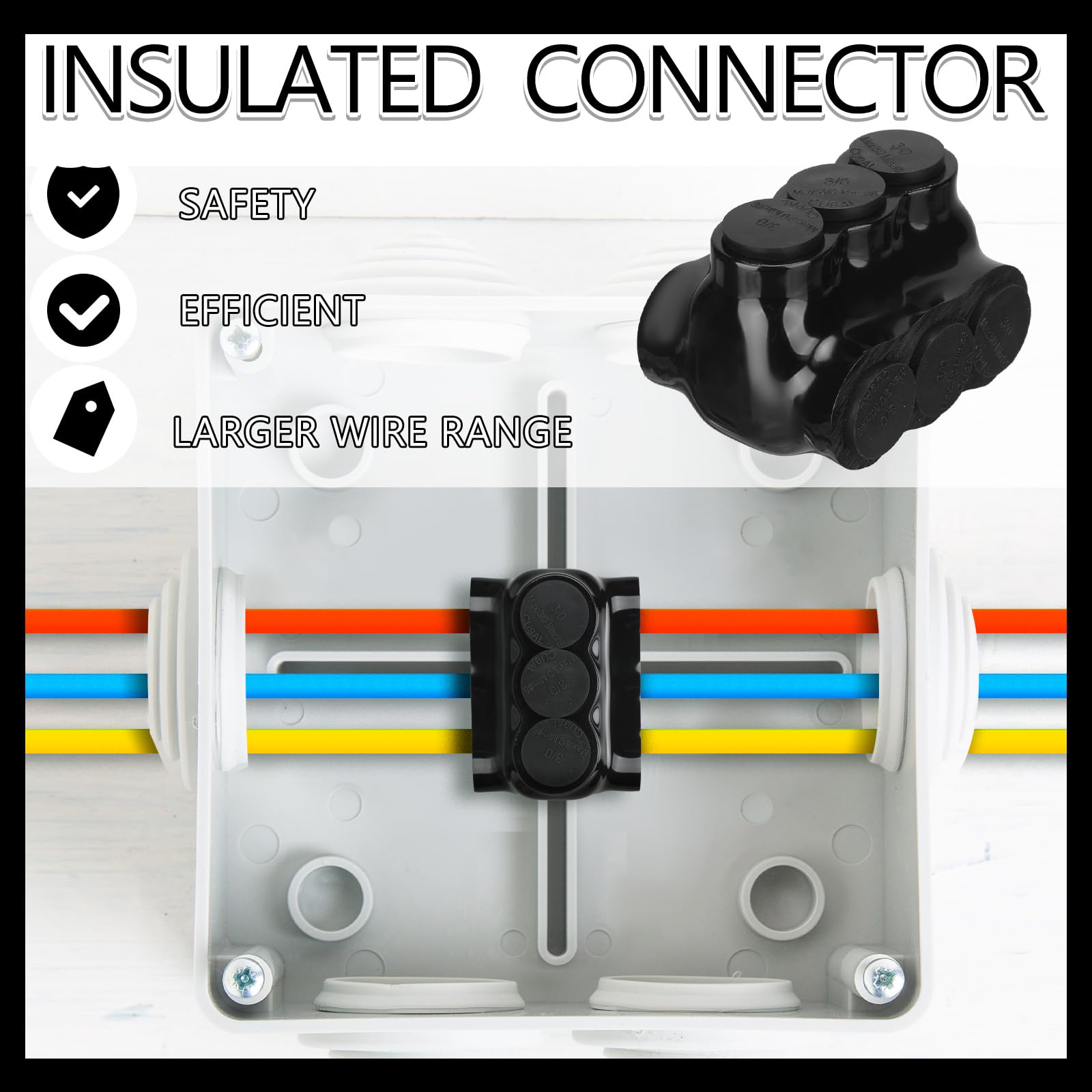Snapklik.com : Copkim 5 Pack Black Multi Cable Connector Insulated ...