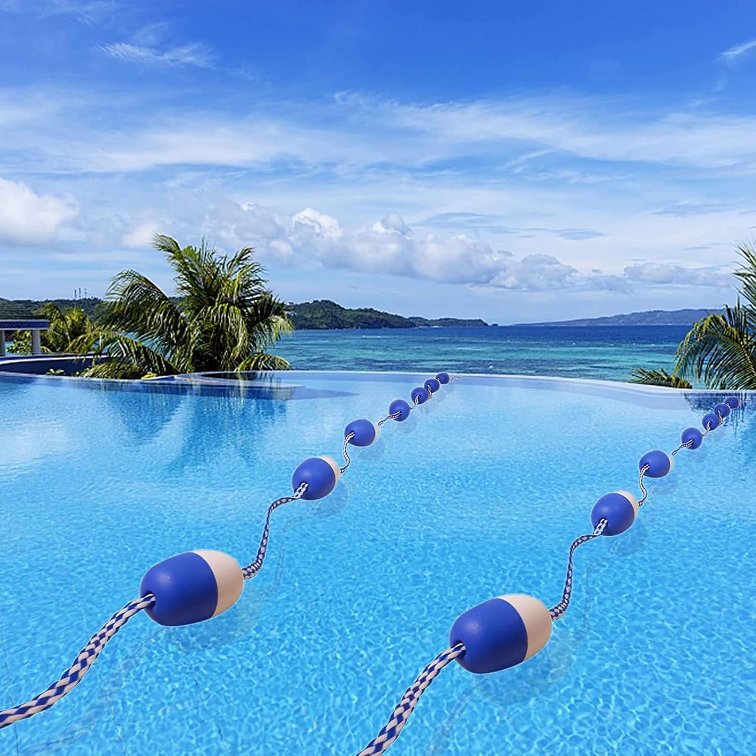 Amazon.com: LVLONG Dangerous Areas Pool Rope Floats with 2 Hooks ...