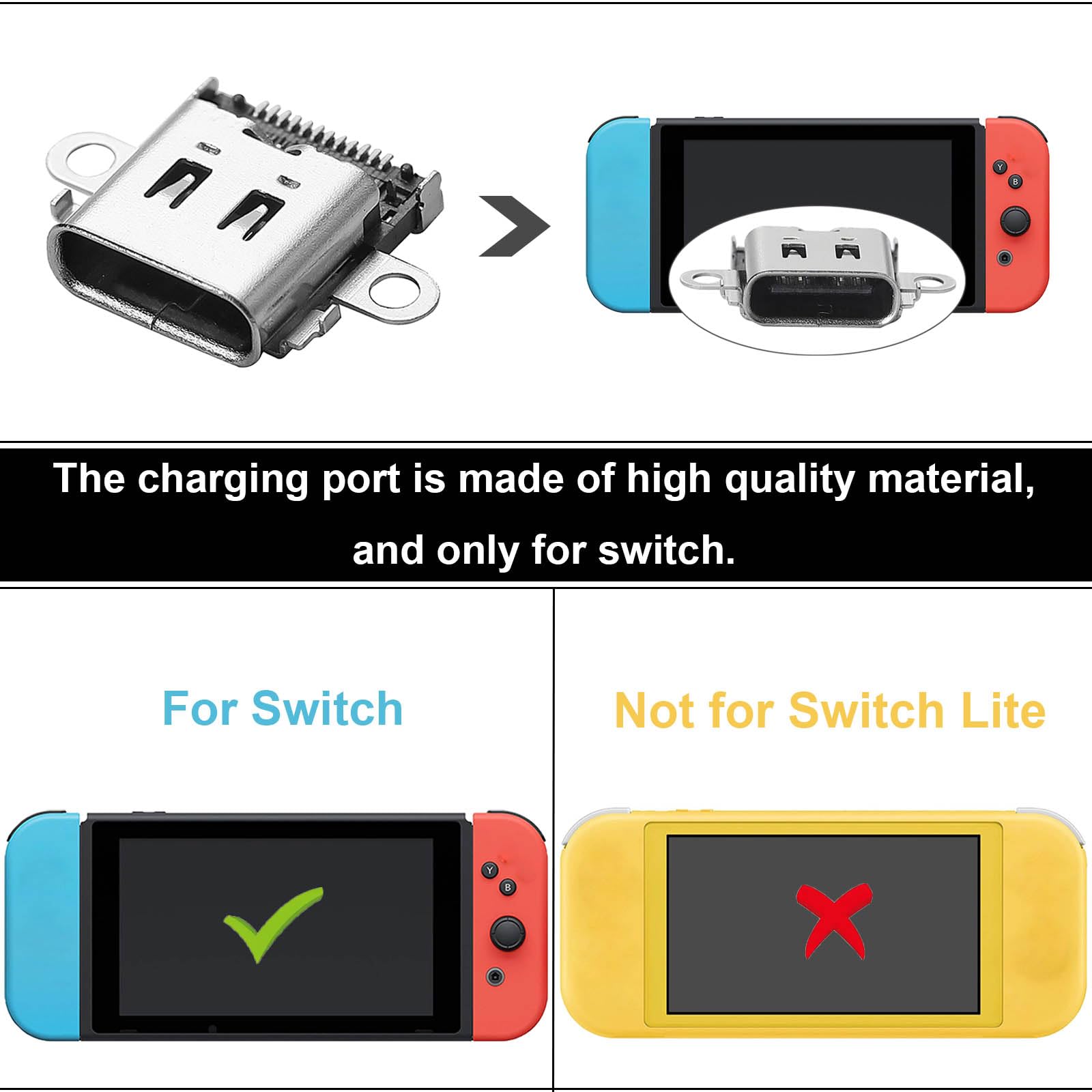 Snapklik.com : Ikpek 6-Pack USB C Port Replacement For Nintendo Switch ...