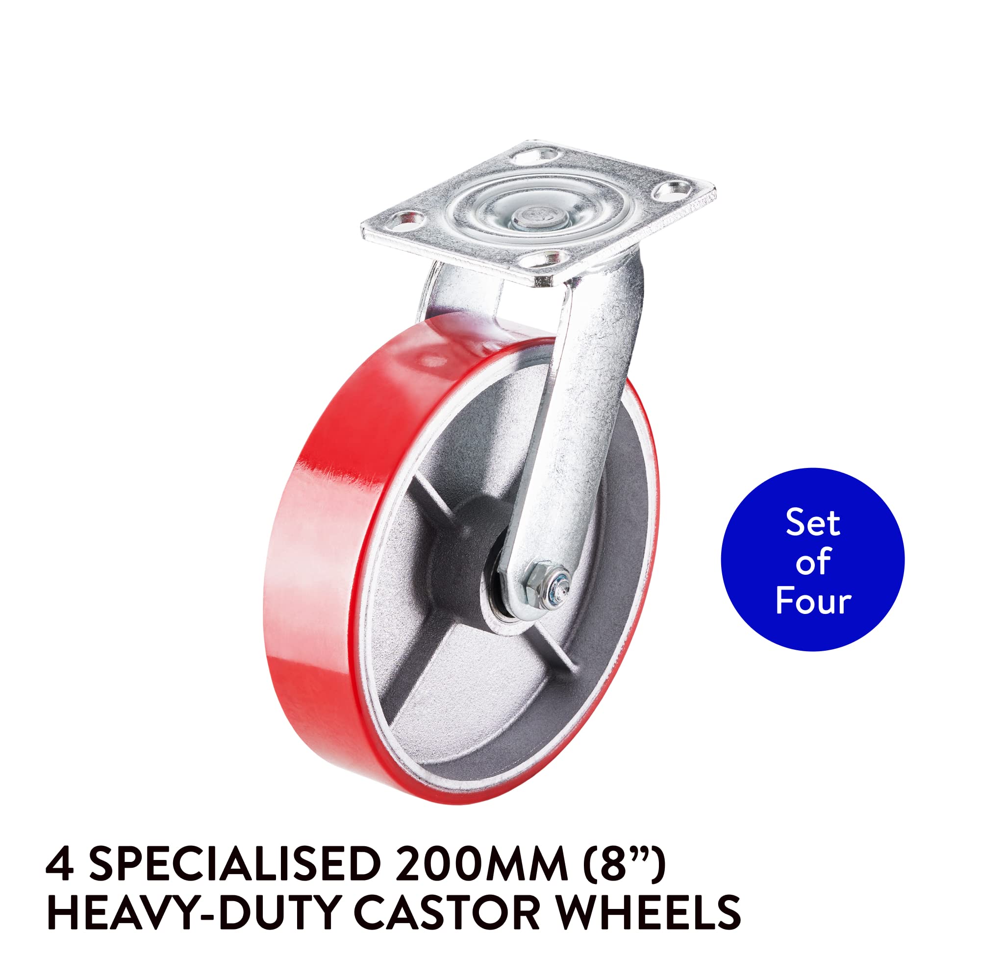 Snapklik.com : 8" Heavy Duty Casters Set Of 4 Without Brakes - Up To ...