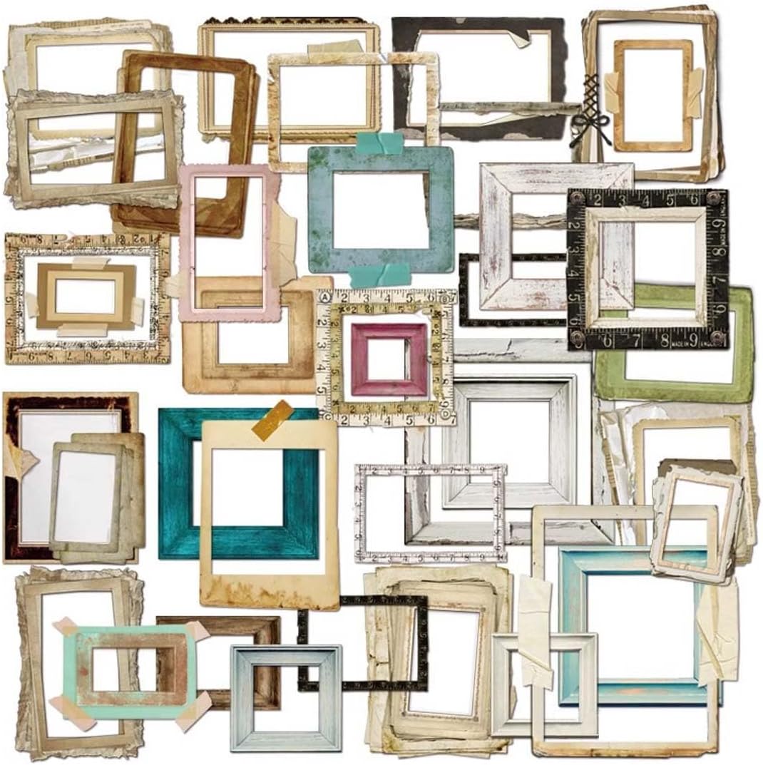 Amazon.com: 60Pcs Scrapbook Sticker Photo Frame PET Decorative Decal ...