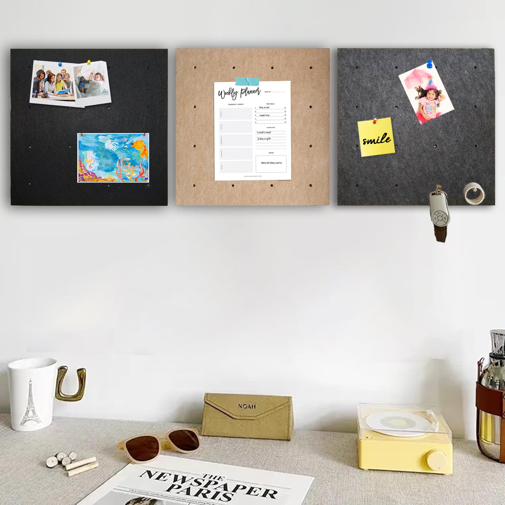 Snapklik.com : Large Brown Felt Pinboard Bulletin Boards Pegboard Wall ...
