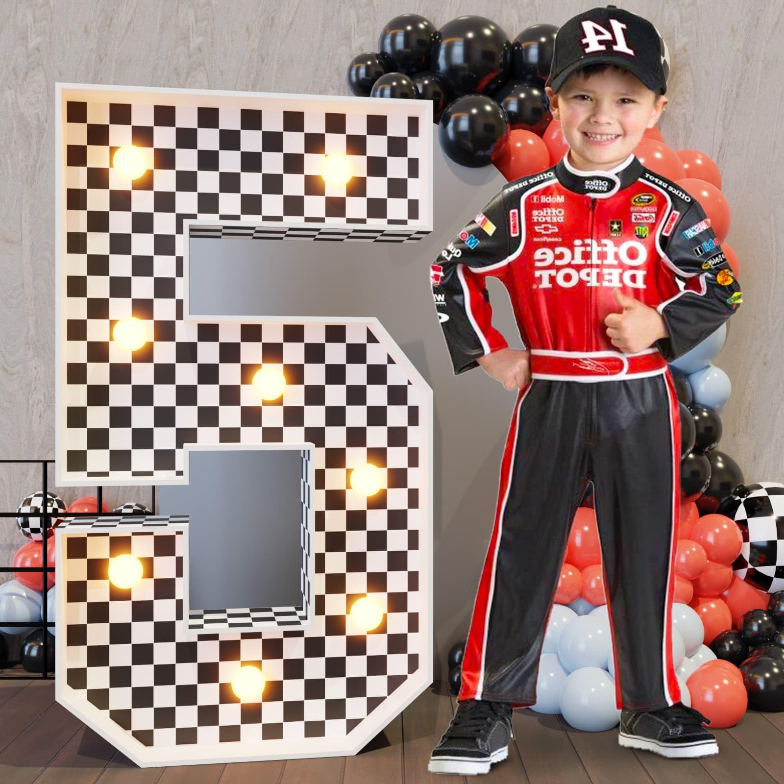 Amazon.com: imprsv Marquee Numbers Race Car Birthday-Decorations: 3ft ...