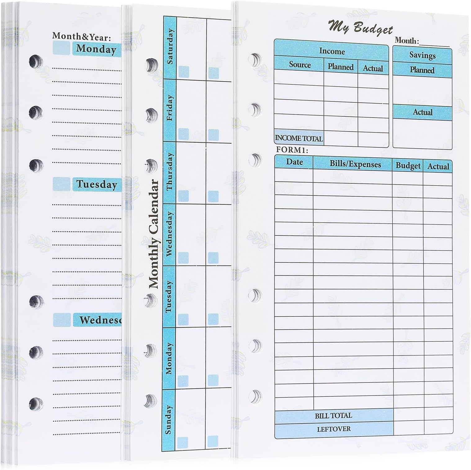 Amazon.com : Toplive 3 Pack A6 Planner Refill Paper & Budget Sheets, Monthly Weekly Planner ...