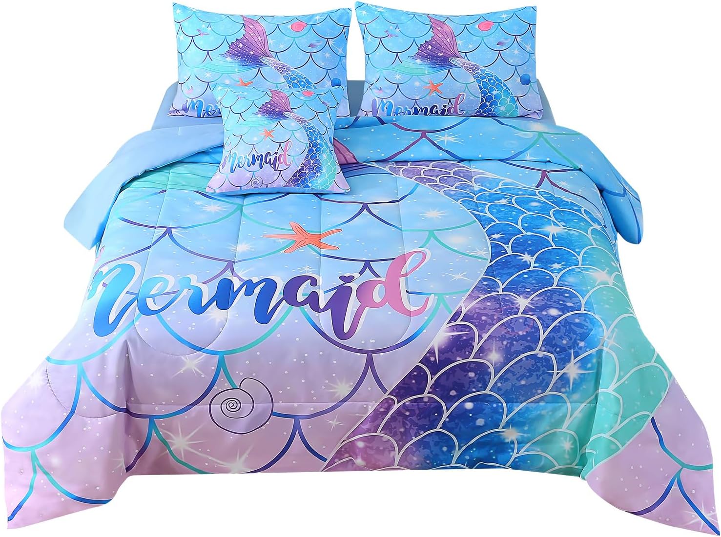 Amazon.com: Linen Plus Twin Size Comforter Set Girls/Teens Mermaids ...