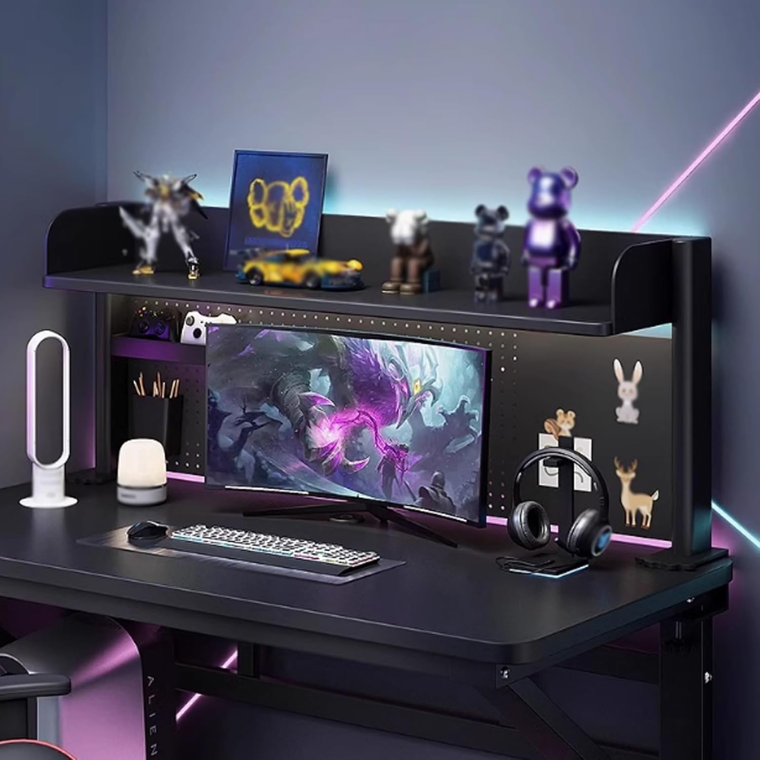 Amazon.com: Desktop bookshelf,dorm bookshelf,Clamp On Desk Pegboard ...