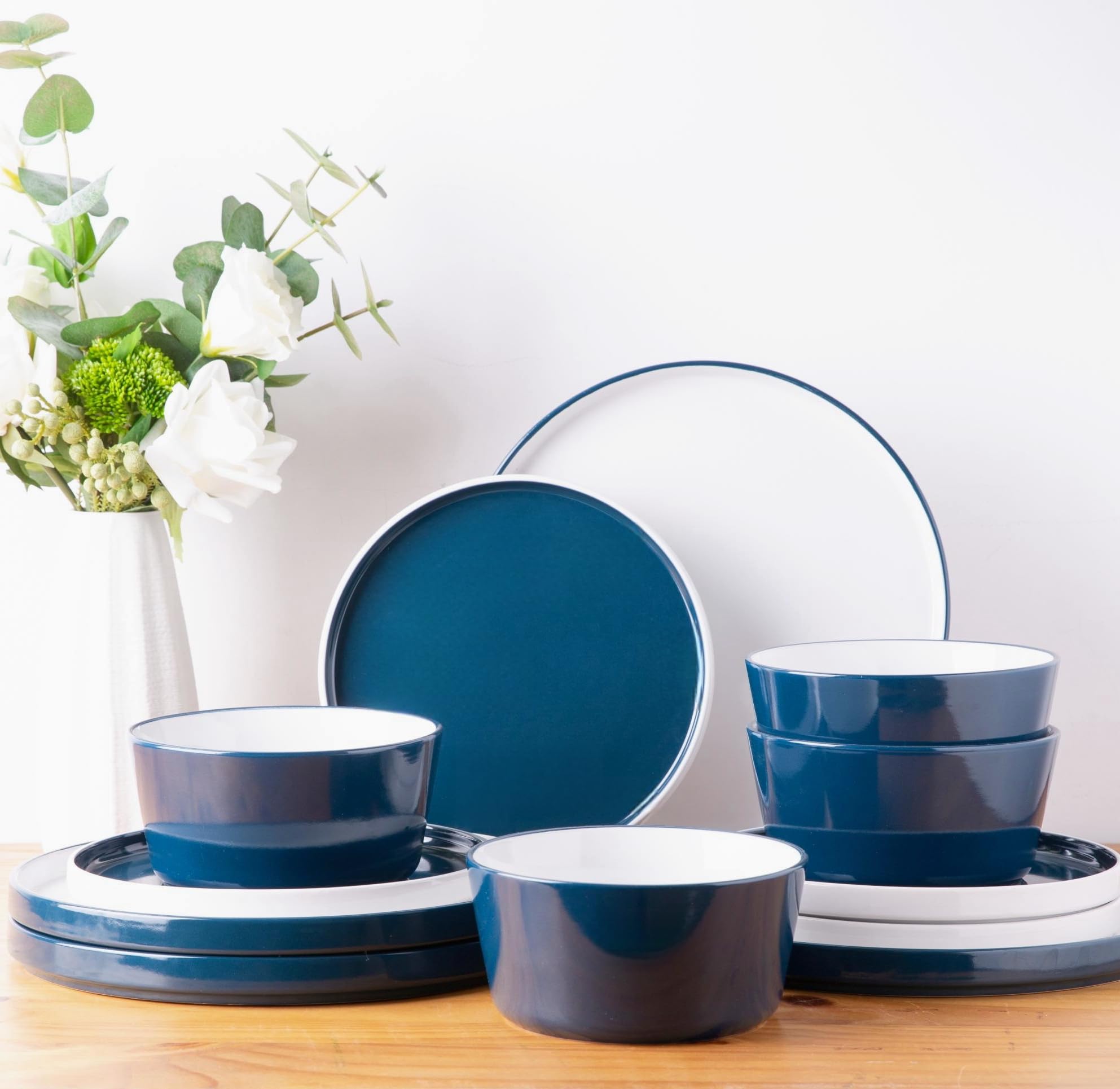 Snapklik.com : AmorArc Dinnerware Sets For 4, 12 Piece Stoneware Plates ...