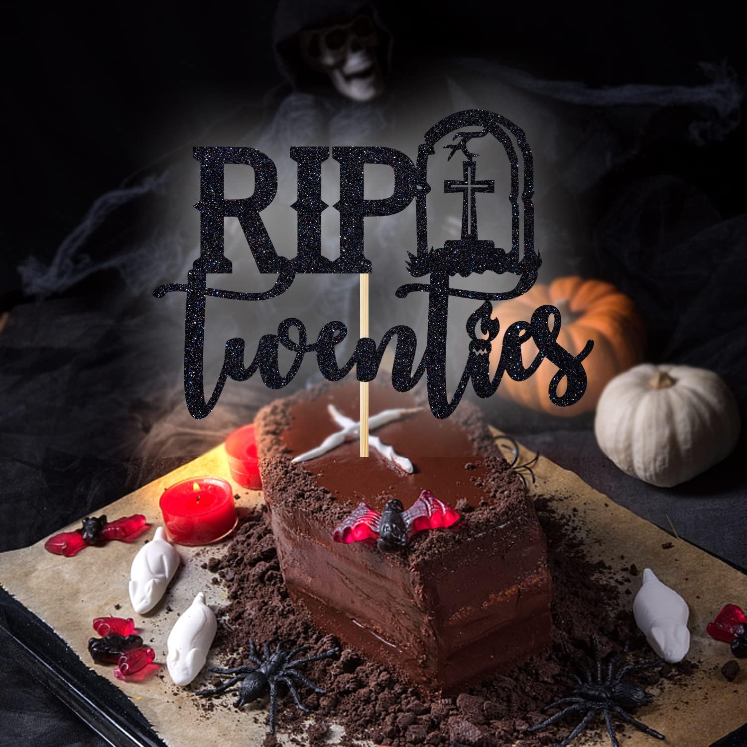Buy Black Glitter Rip Twenties Cake Topper, Death to My Twenties/Rip to ...