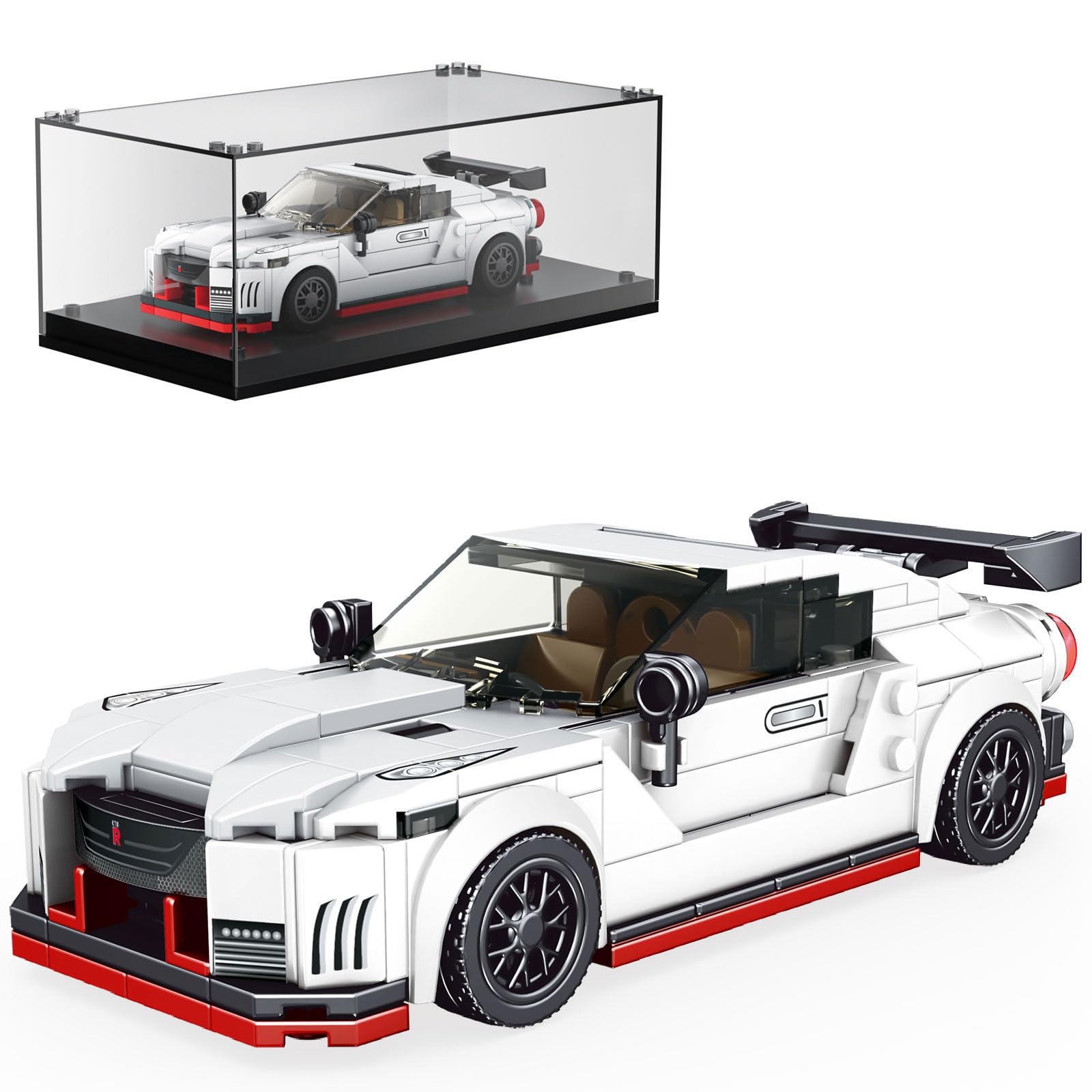 Mould King GTR Super Car Toy Building Sets with Acrylic Display Case ...
