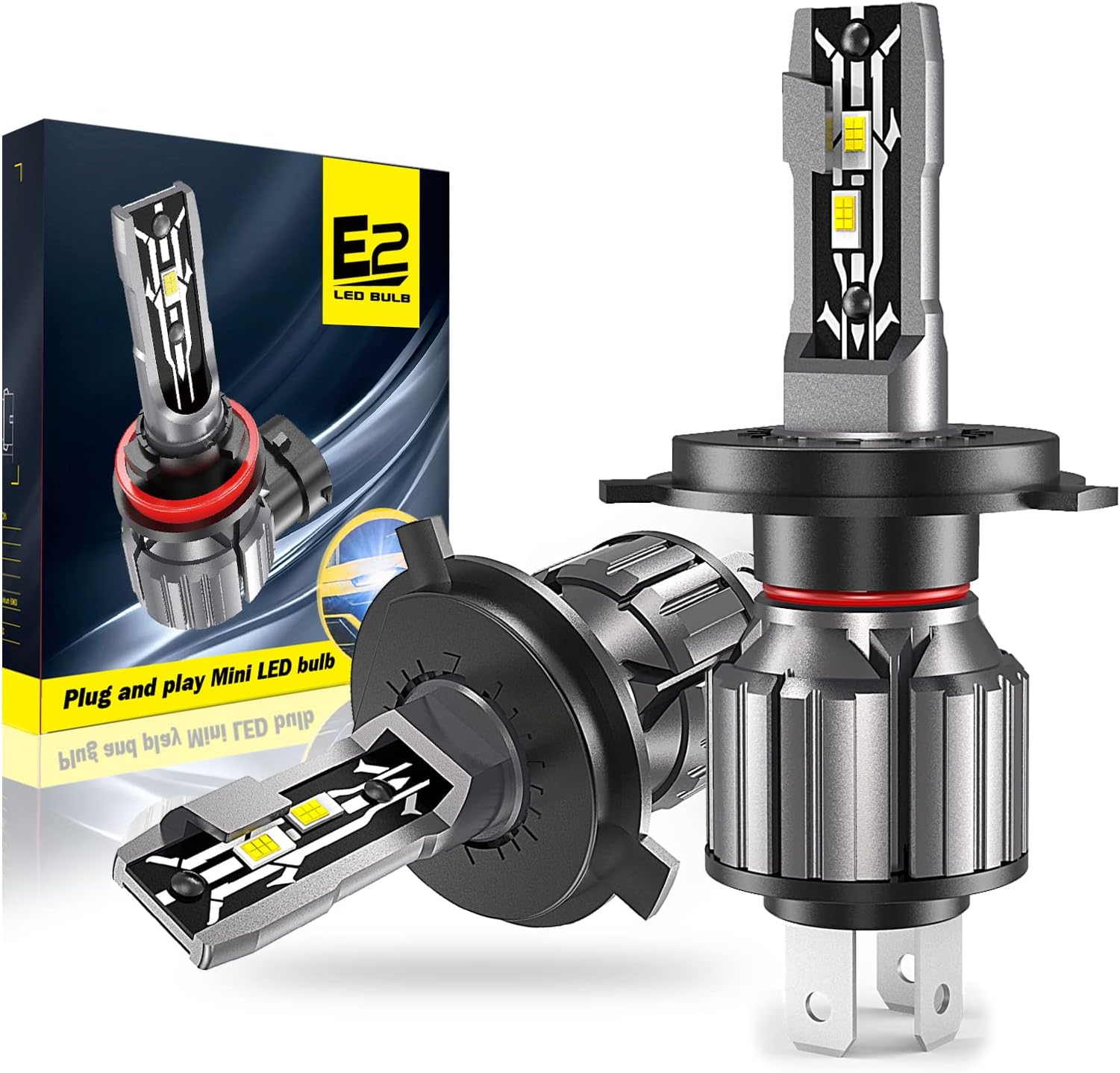 H1 LED Headlight Bulbs, 12V 70W 12000Lumens 6000K Xenon White H1 LED ...