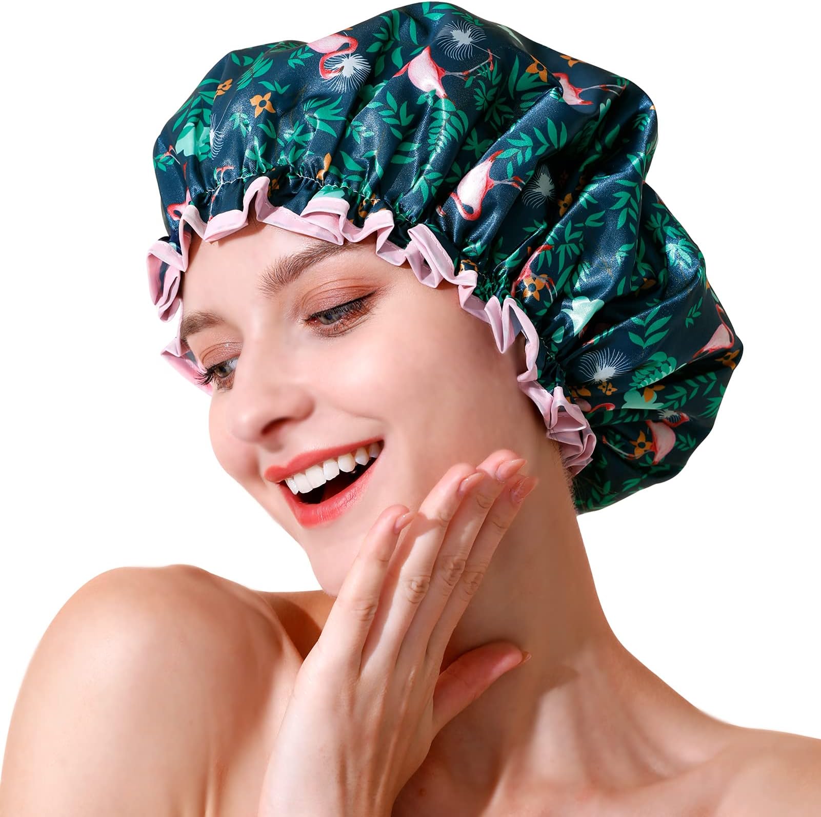 Amazon.com : YFONG Reusable Shower Cap for Women, Waterproof & Durable ...