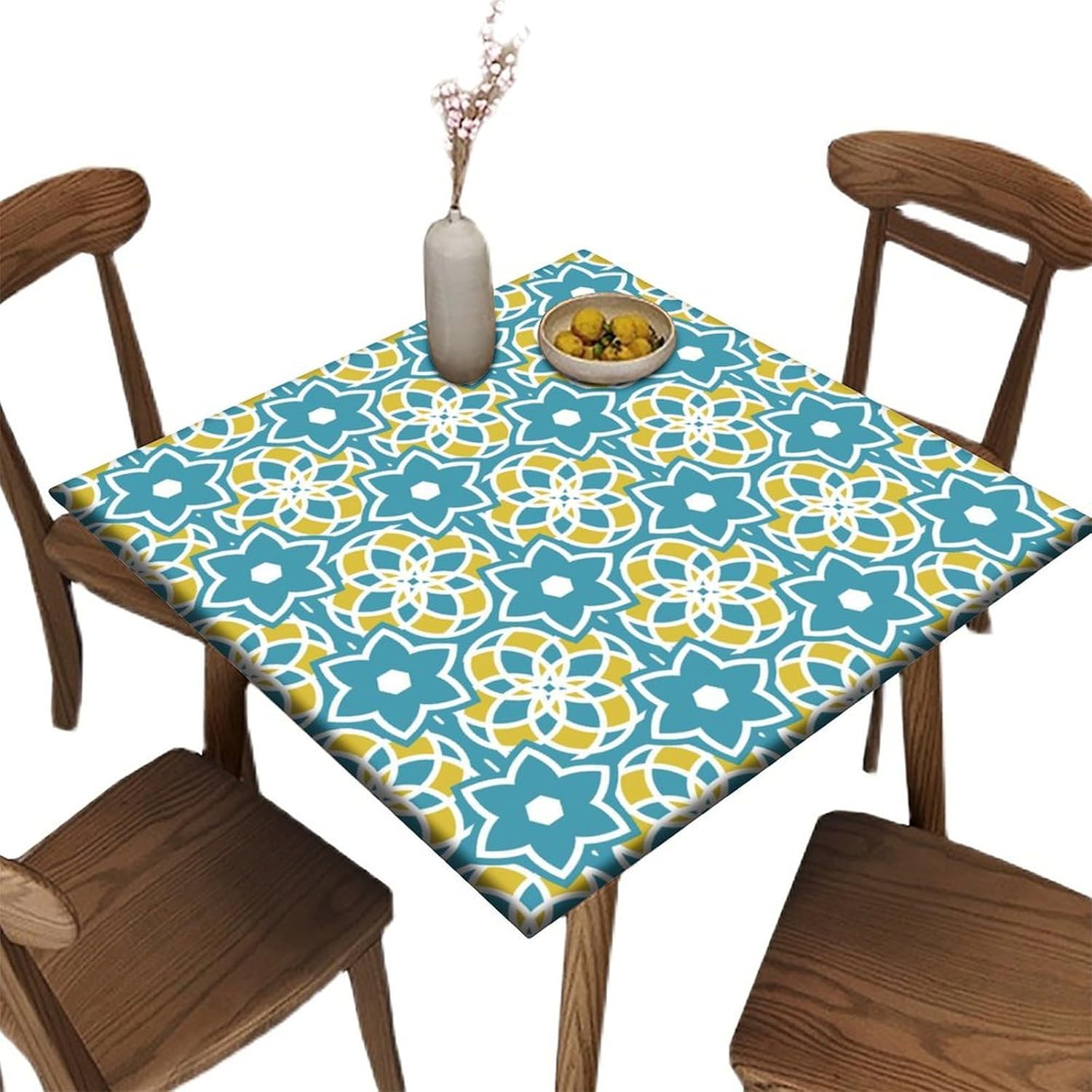 Amazon.com: Square Fitted Tablecloth, Tile Style Elastic Edge Table ...