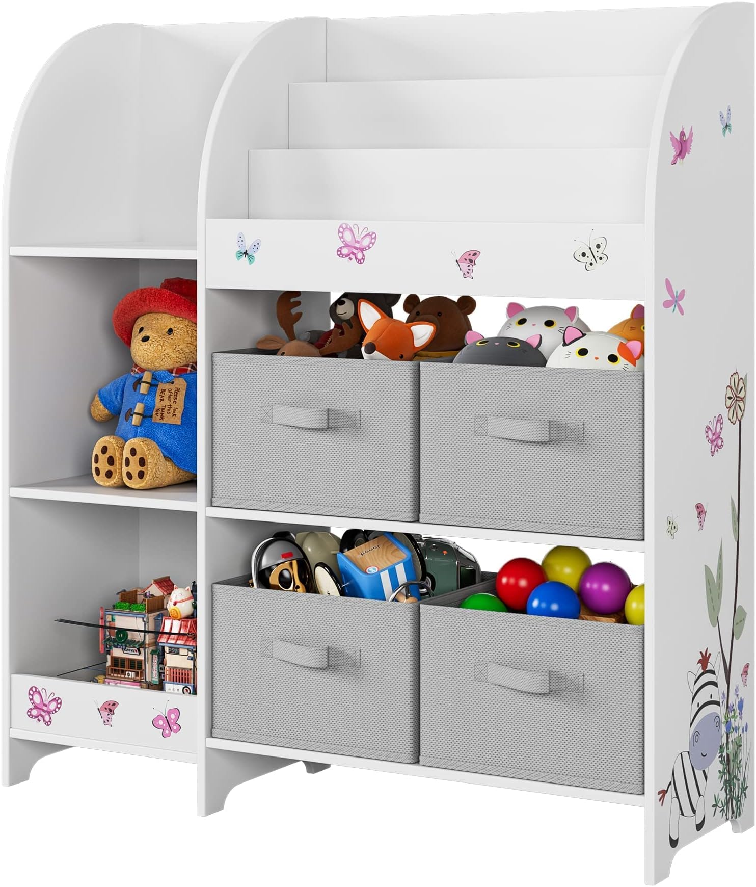 Bluey Kids Bedroom Toy Storage Unit With 6 Fabric Storage Boxes ...