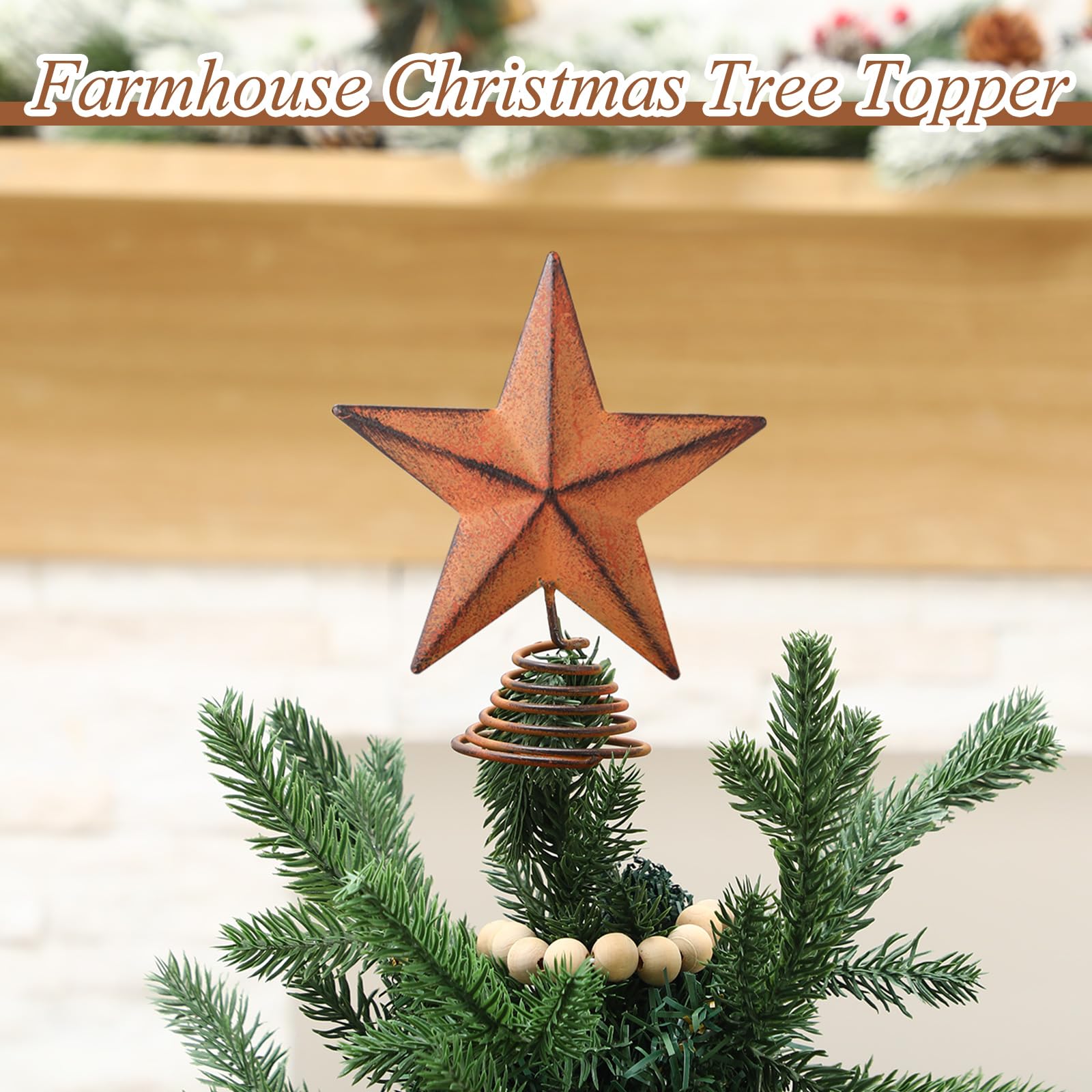 Snapklik.com : Mini Metal Rust Christmas Rustic Tree Topper Rural ...