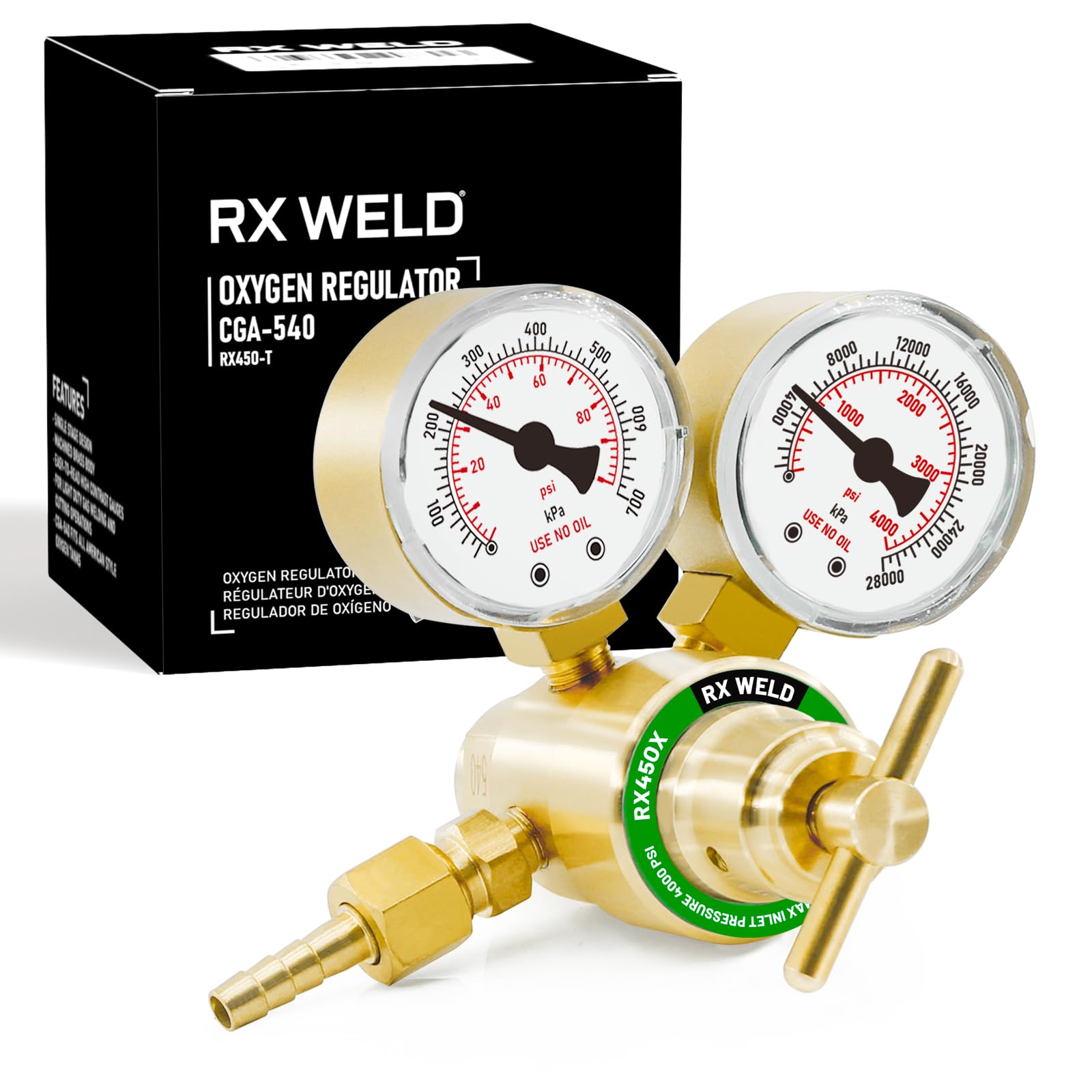 Snapklik.com : RX WELD Oxygen Regulator Welding Gas Gauges CGA 540 ...