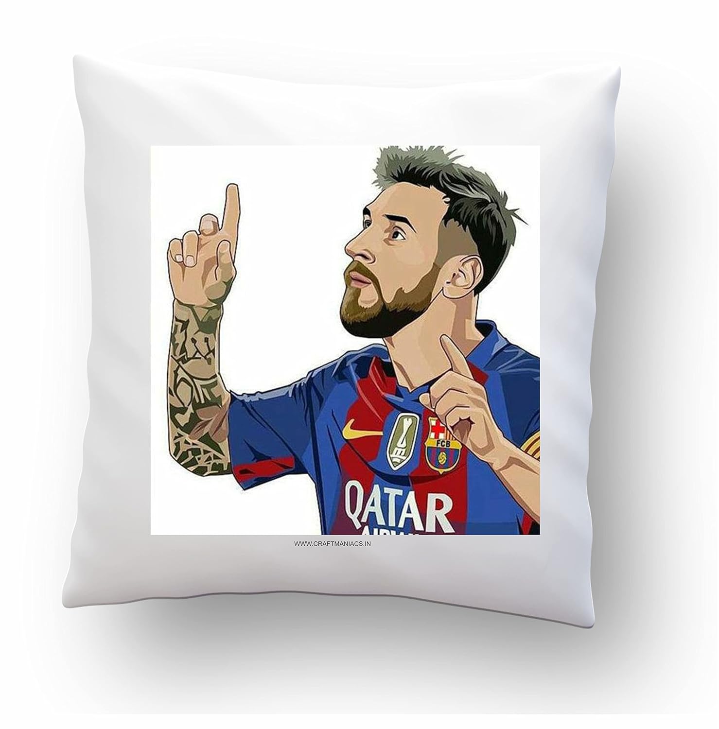 Buy Lionel Messi Waving Cartoon Fan Art 16*16 INCHES Pillow with Filler ...