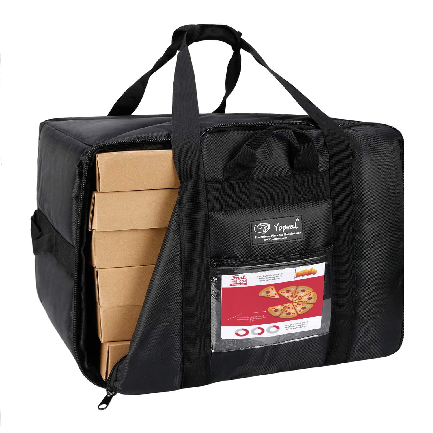 YOPRAL Insulated Pizza Delivery Bags Large Zipper Commercial Food ...