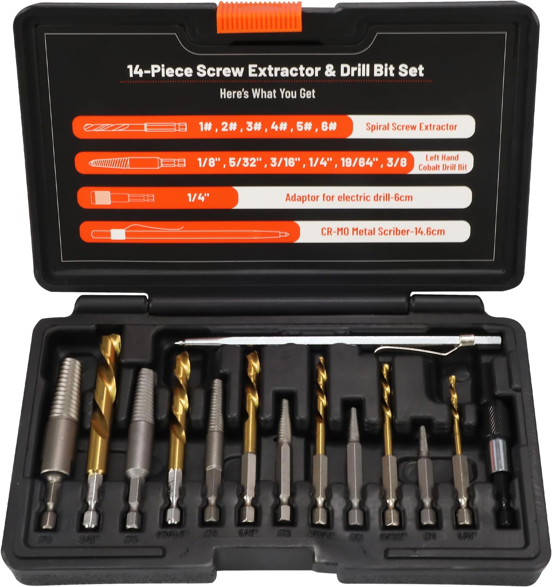 QWORK Screw Extractor Easy Out Damaged Bolt Extractor Kit Stripped ...