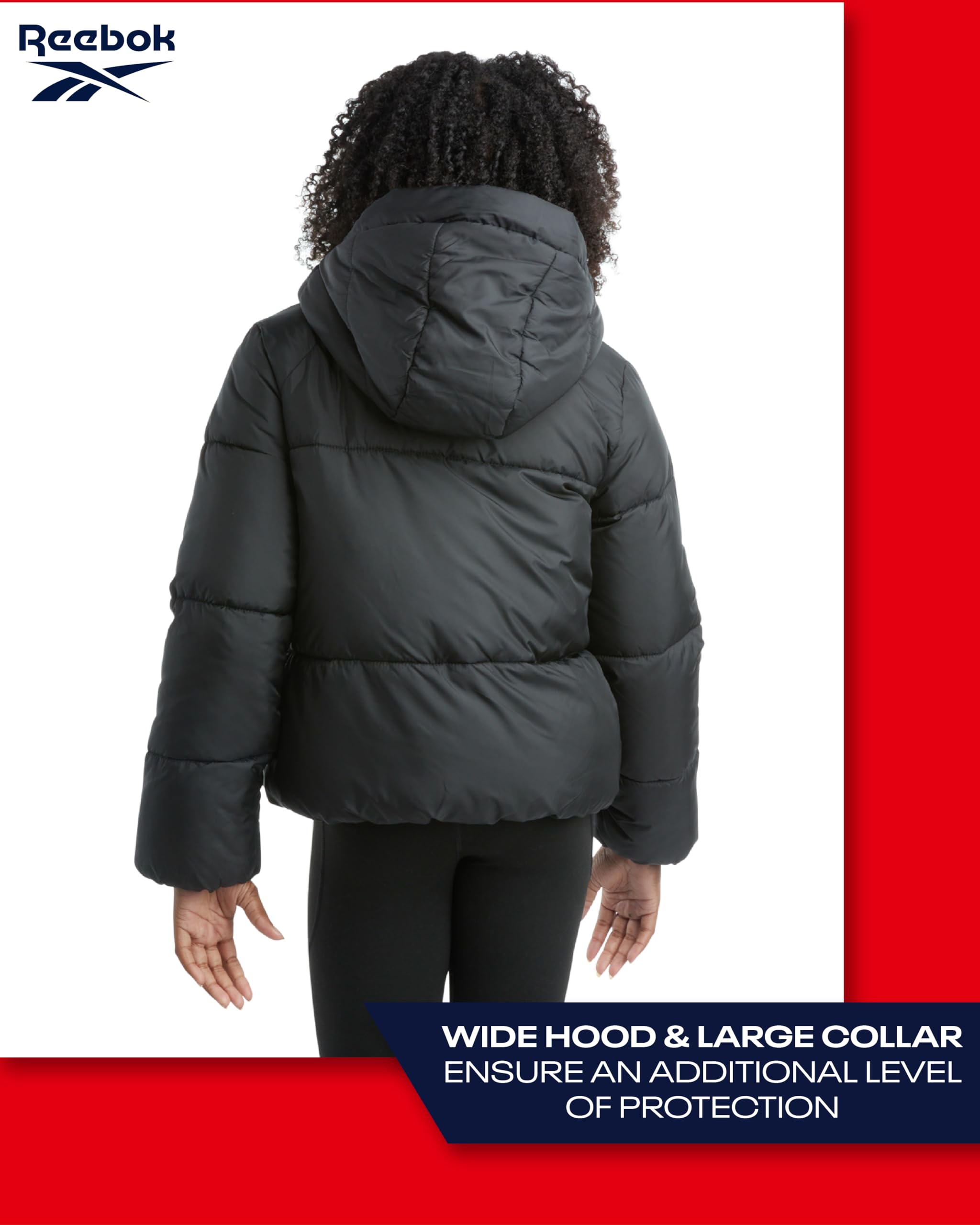 Snapklik.com : Reebok Girls Winter Jacket - Heavyweight Fleece Jacket Winter Coat Hooded Zip Up ...
