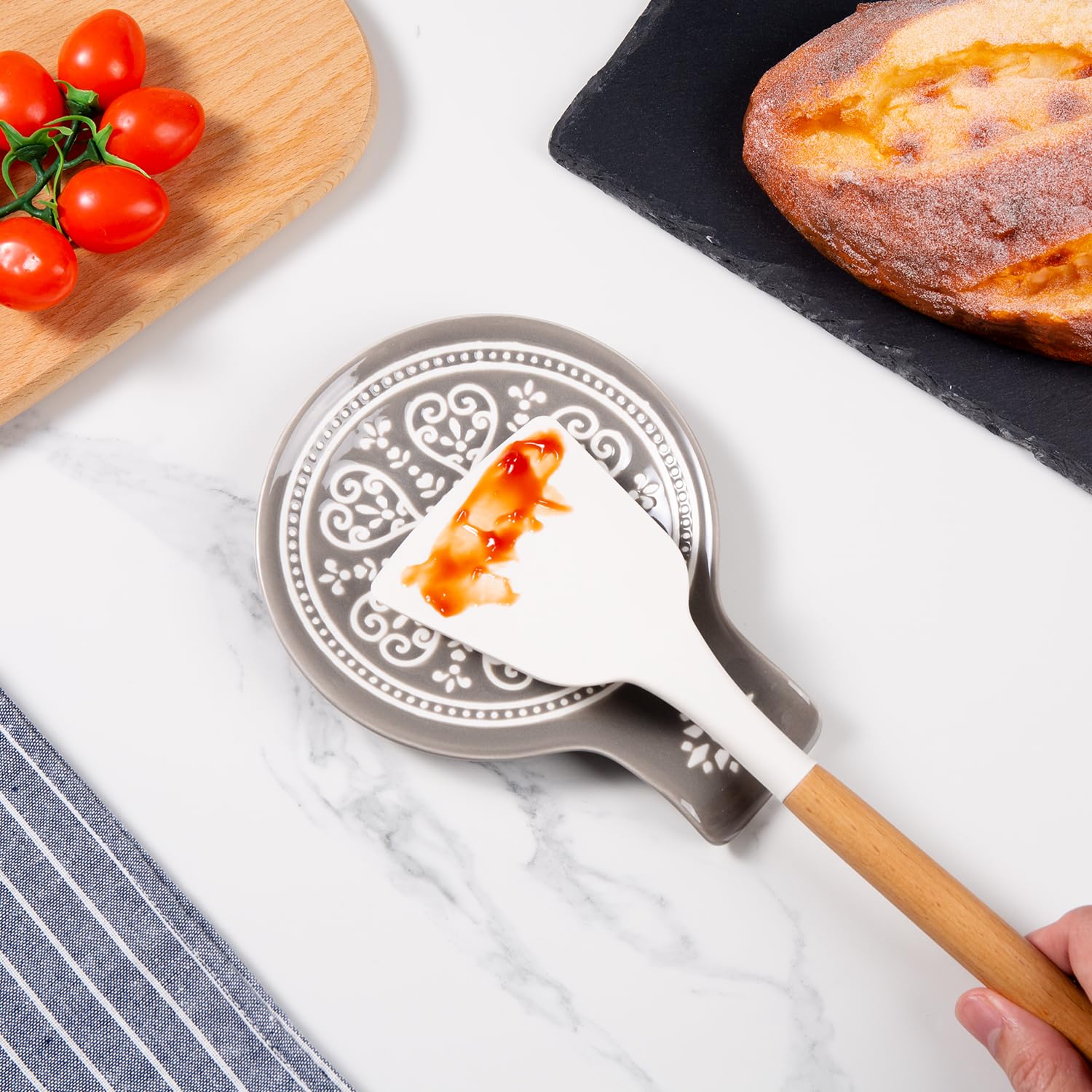 Snapklik.com : Porcelain Spoon Rest, Ceramic Spoon Holder For Kitchen ...