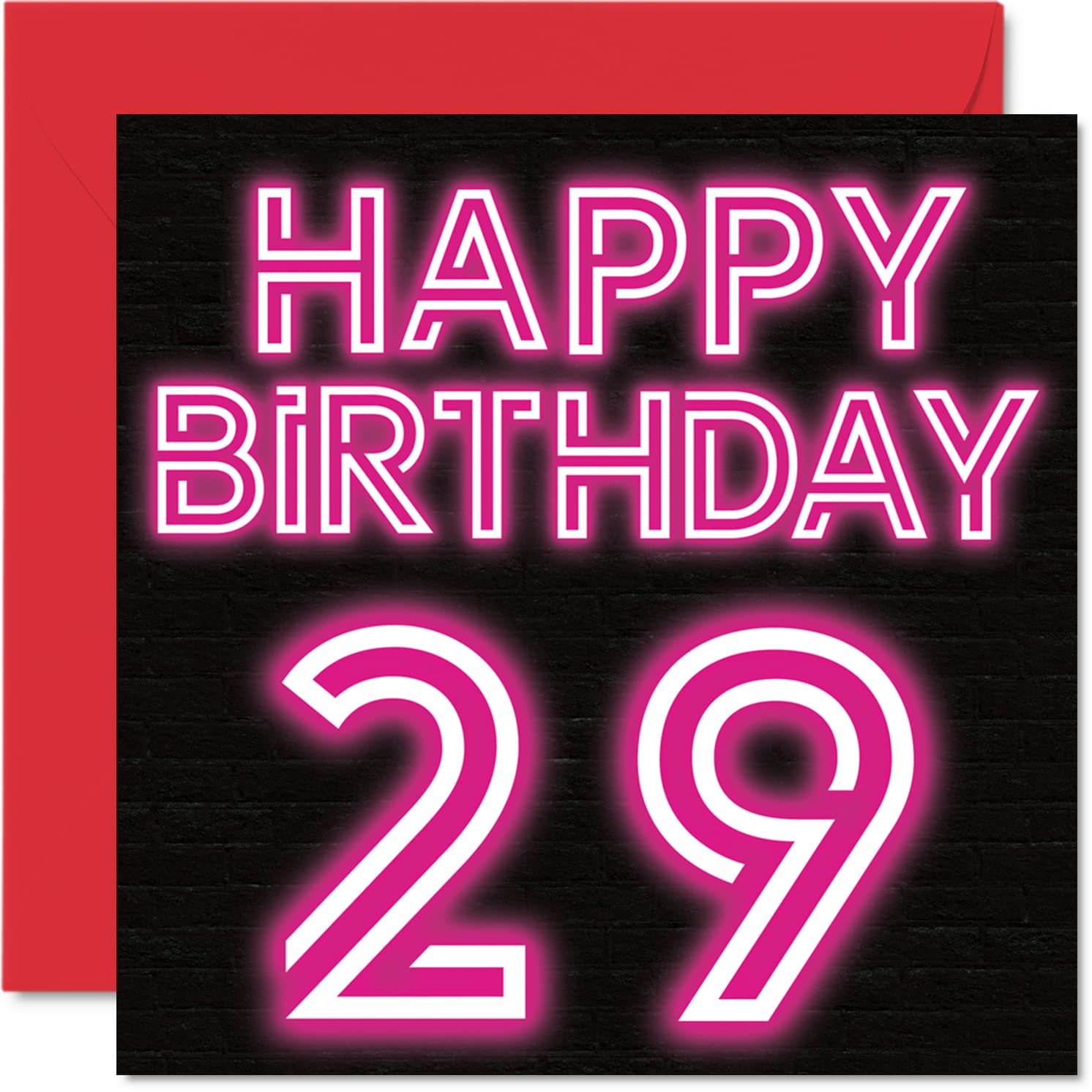 Amazon.com : Fun 29th Birthday Cards for Men Woman - Neon Glow - Happy ...