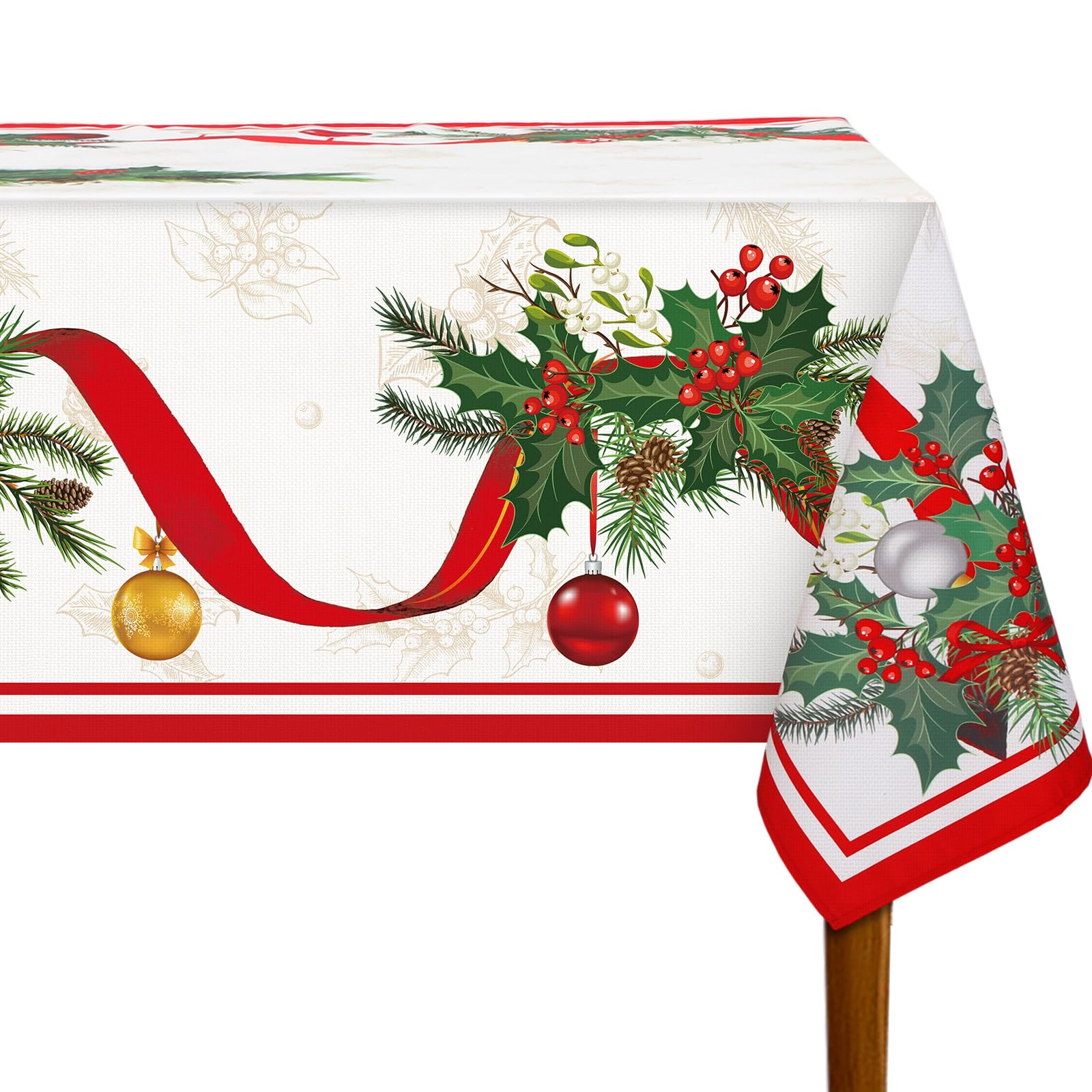 Amazon.com: Tiamon Christmas Tablecloth 60 x 120 Inch Waterproof Fabric ...