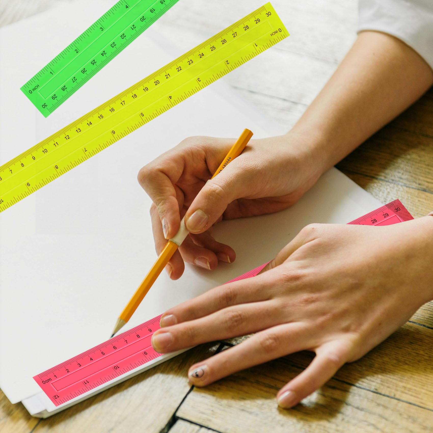 Snapklik.com : 4 Pack Color Transparent Ruler, Plastic Rulers 12 Inch ...