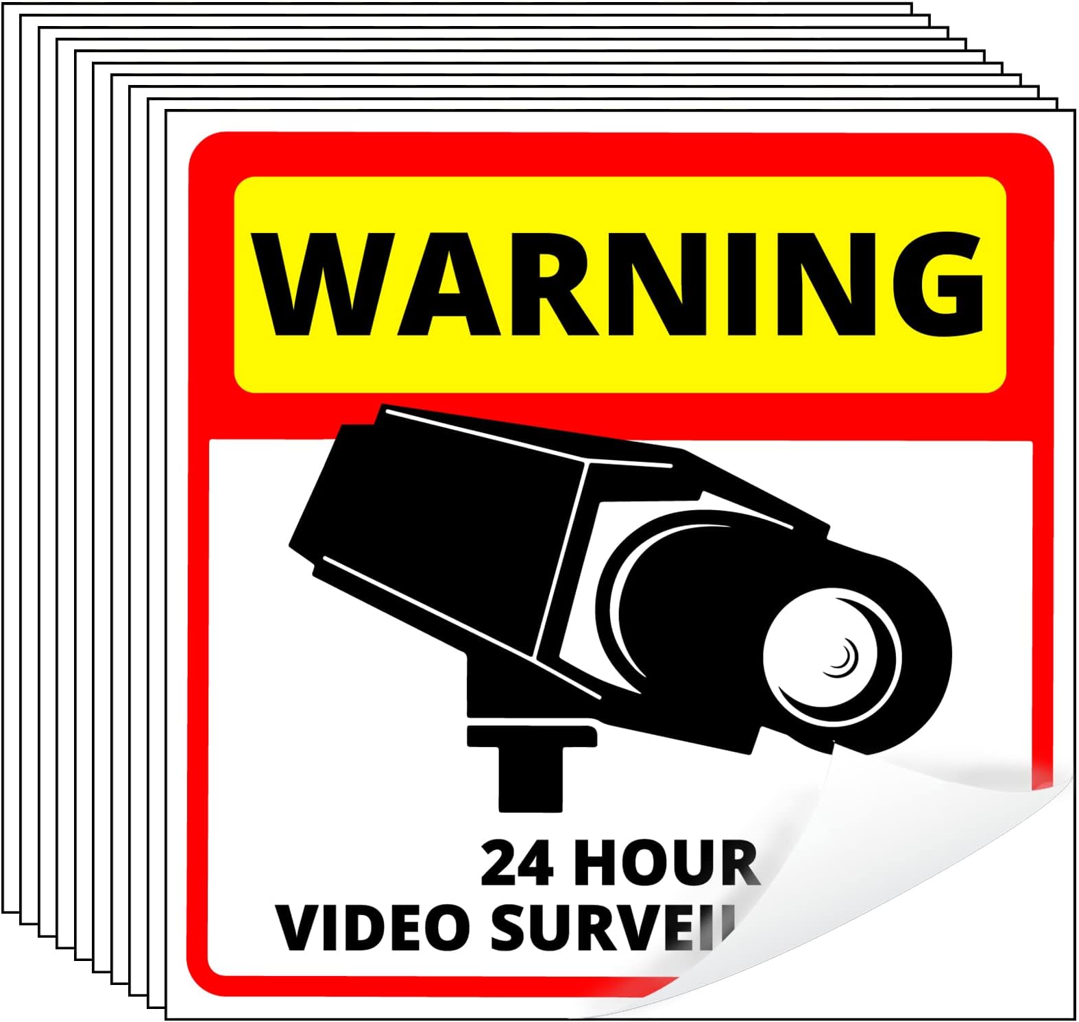 Amazon.com: DGBDPACK Camera Sign- 10 Pack 4.5"x 4.5" 24 Hours Video ...