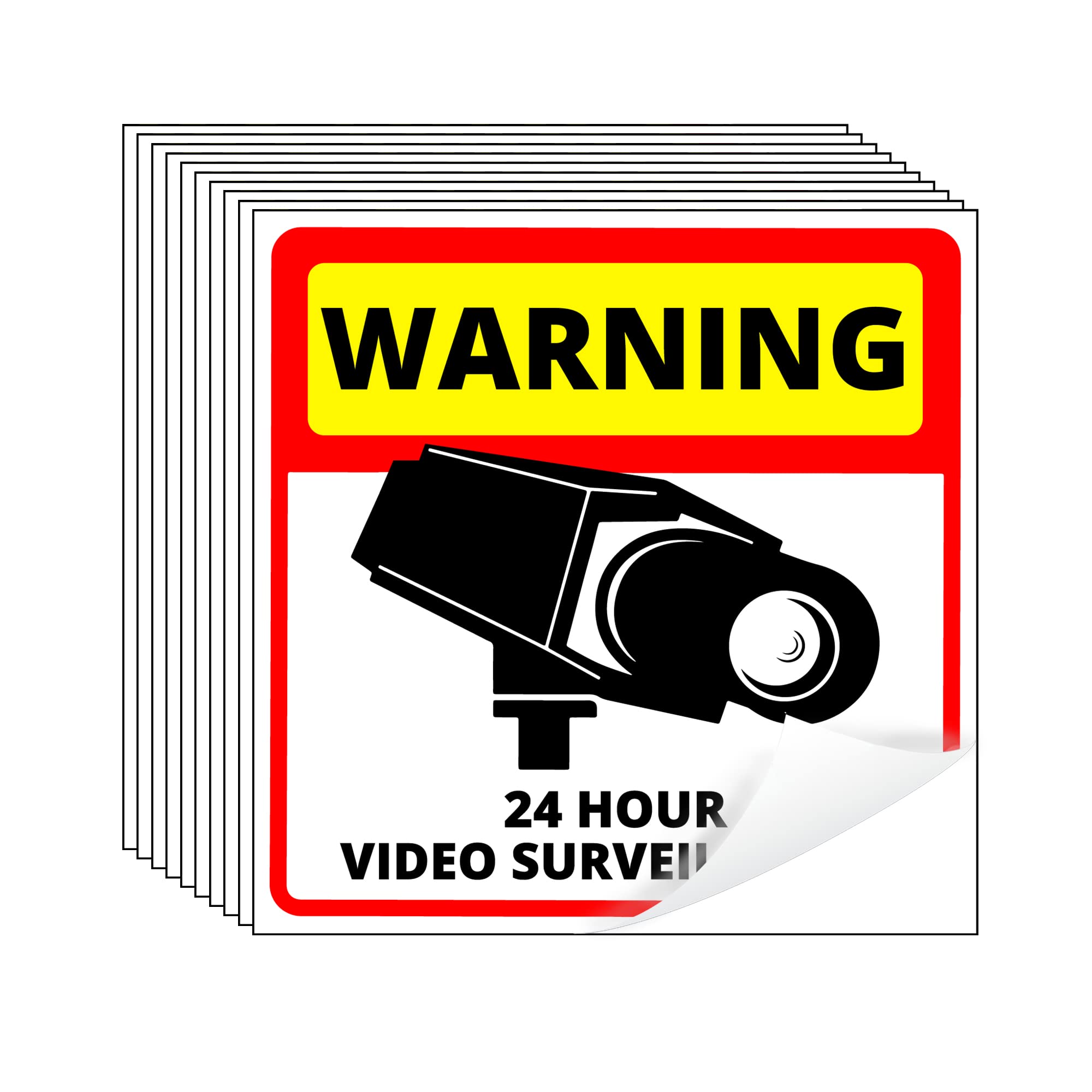 Amazon.com: DGBDPACK Camera Sign Sticker - 10 Pack 4.5"x 4.5" 24 Hours ...