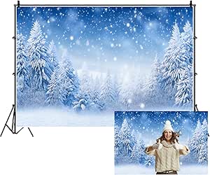 Amazon.com : Renaiss 7x5ft Winter Snow Forest Wonderland Backdrop ...