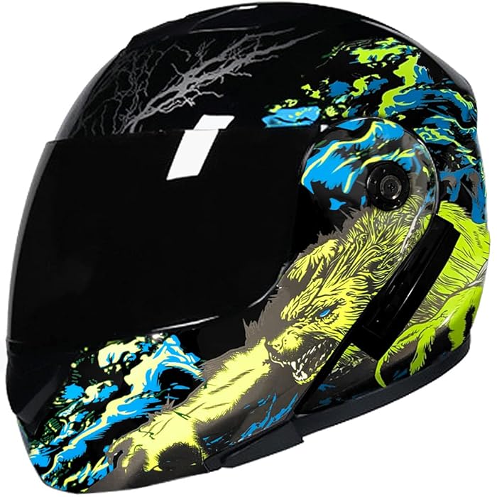 Buy HIZTUR New Adult Motorbike Werewolf FLIP UP Front Modular Helmet ...