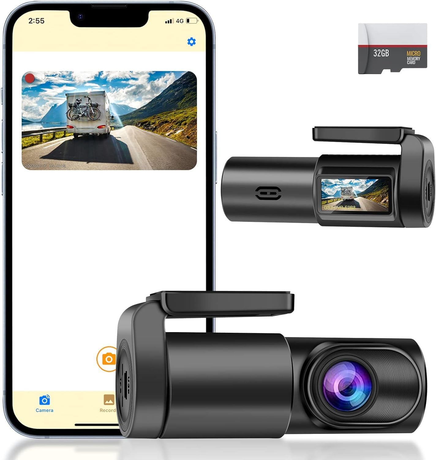 Dash Cam for Cars with 32GB Micro SD Card, Wi-Fi Car Dash Camera, HD ...