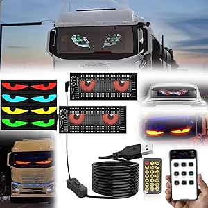 Amazon.com: LED Display Lights for Cars, Colorful Car Windshield Eyes ...