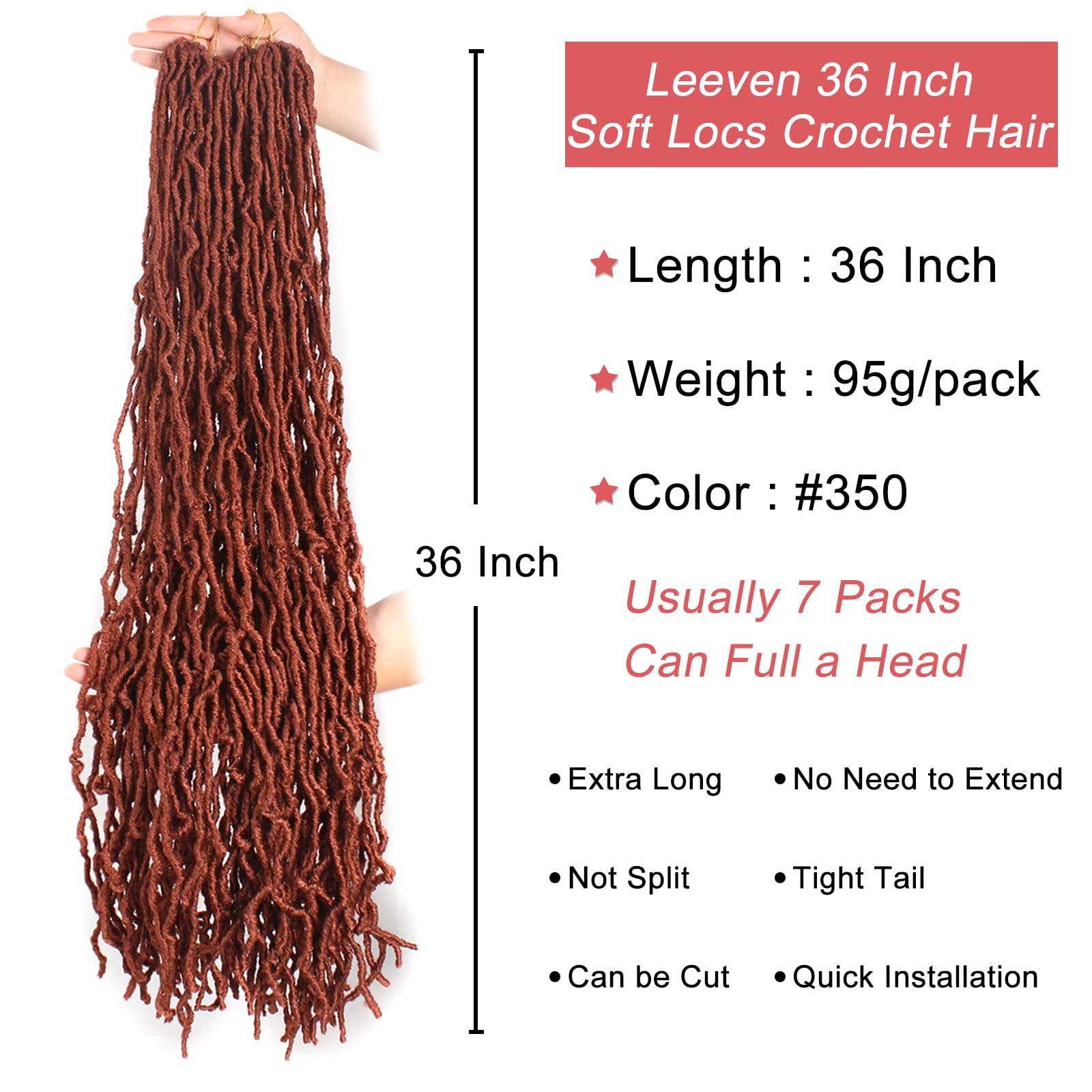 Snapklik.com : Leeven Ginger Soft Locs 36 Inch Copper Red New Faux Locs ...