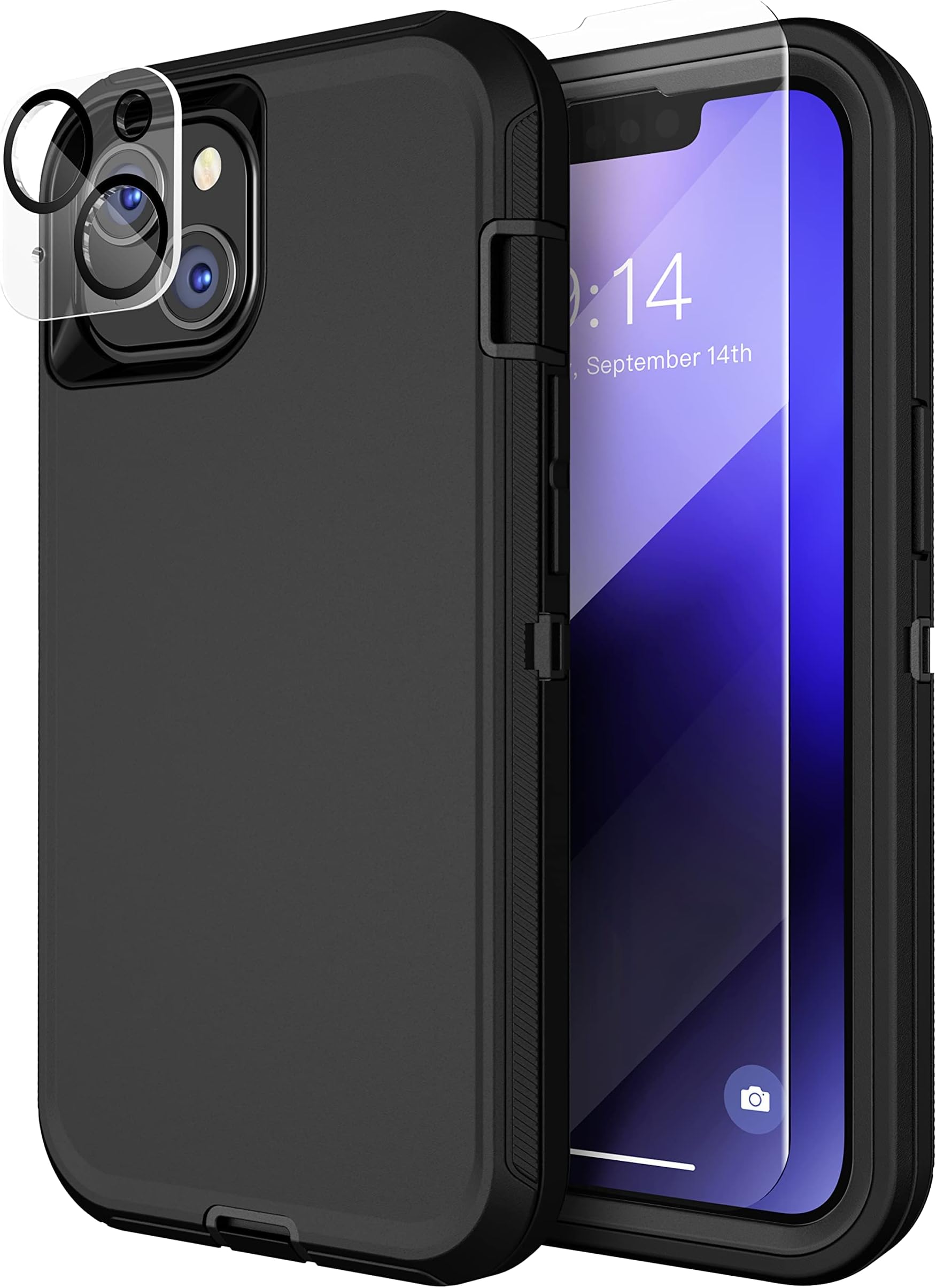 Amazon.com: MXX Heavy Duty Case for iPhone 14, with Tempered Glass ...