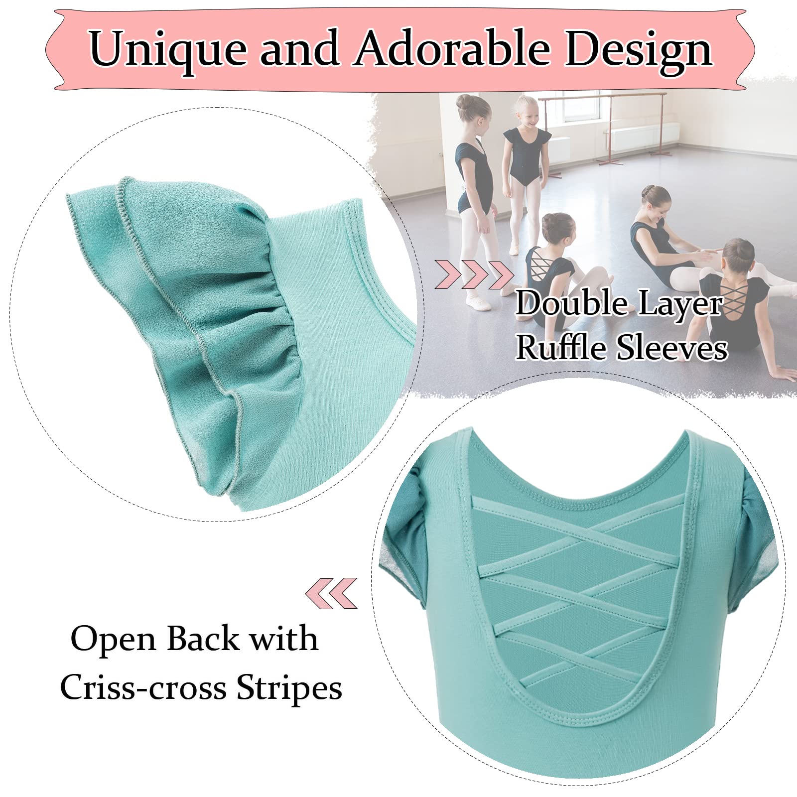 Snapklik.com : Ballet Leotards For Girls Ruffle Sleeves Dance Outfits ...