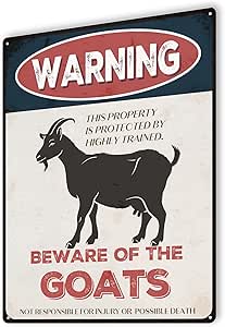 Amazon.com : Beware of Goats Sign 12x16 inch Animal Metal Signs for ...