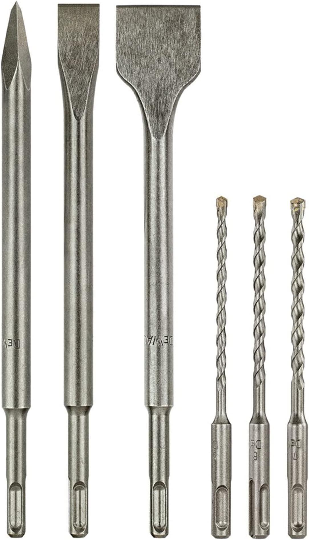 DeWalt Chisel and Drill Set, 15 Pieces SDS Plus: 4 x Flat chisels, 1 x ...