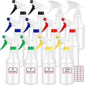 Amazon.com: Gerrii 12 Pcs Plastic Spray Bottles with Adjustable Nozzle and Label for Cleaning 24 ...