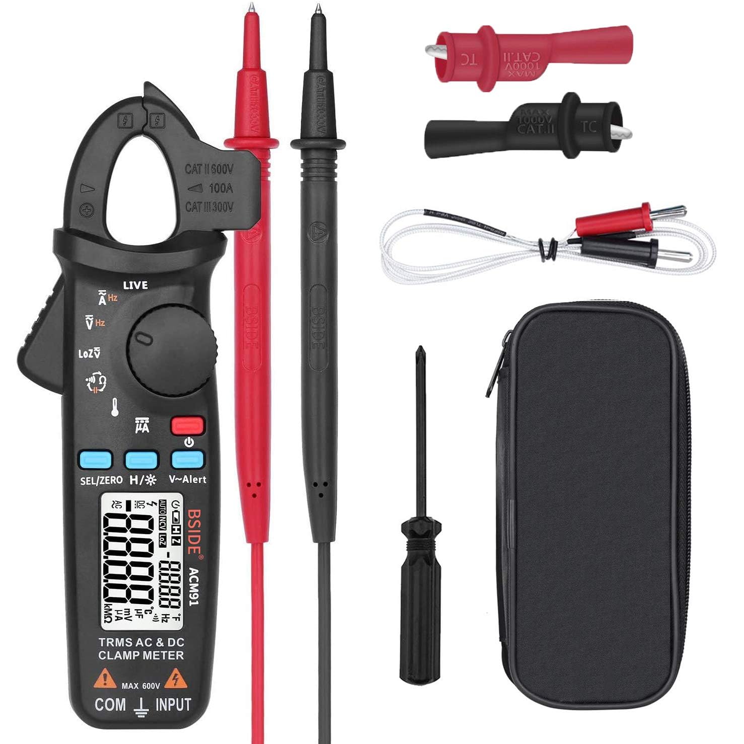 AC-DC Current Digital Clamp Meter, 100A 6000-Counts Low Impedance ...