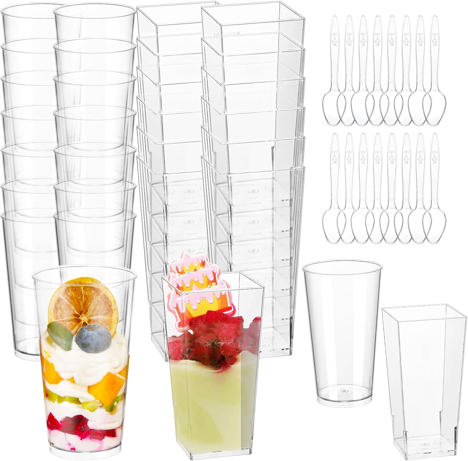 Amazon.com | mwellewm 150 Packs Mini Dessert Cups with Spoons, 3oz ...