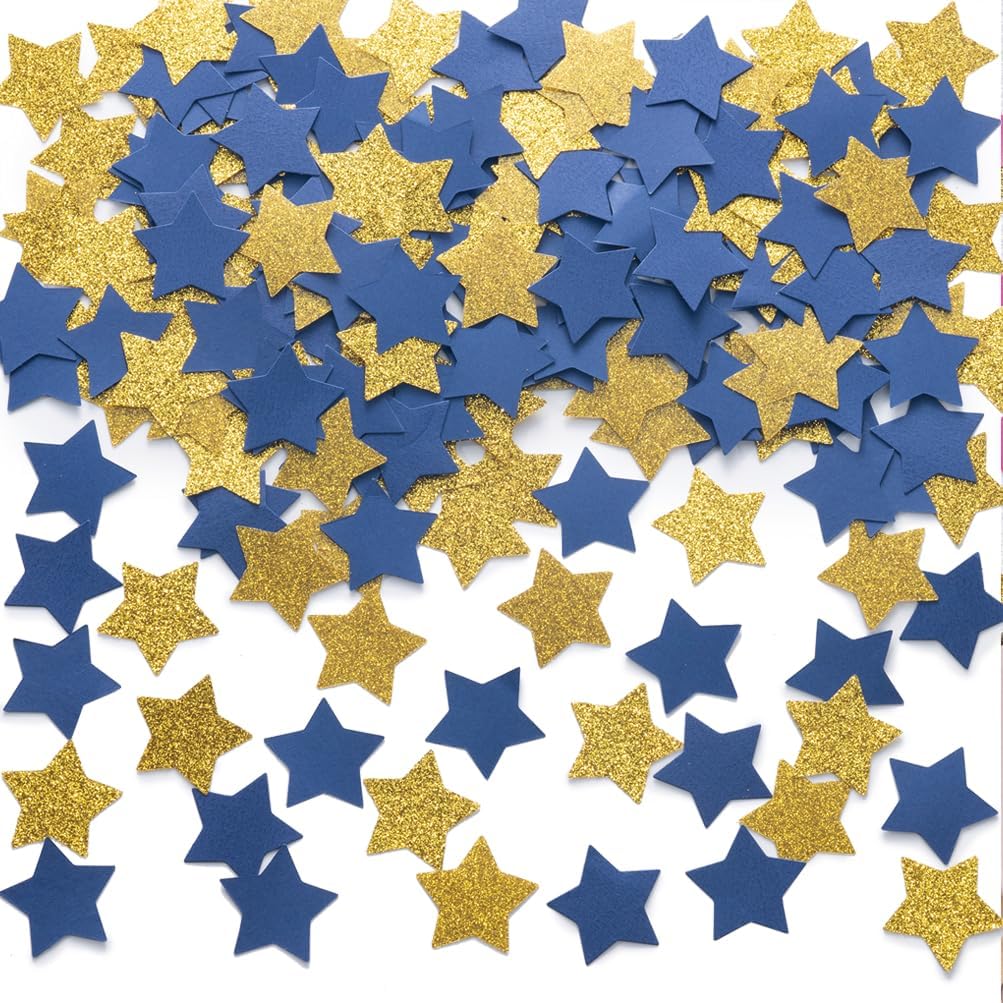 Amazon.com: MOWO Gold and Blue Star Confetti Table Decoration for ...