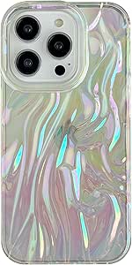 Amazon.com: Caseative for iPhone 14 Pro Case,Pleated Water Ripple Chrome Wave Pattern Soft Phone ...