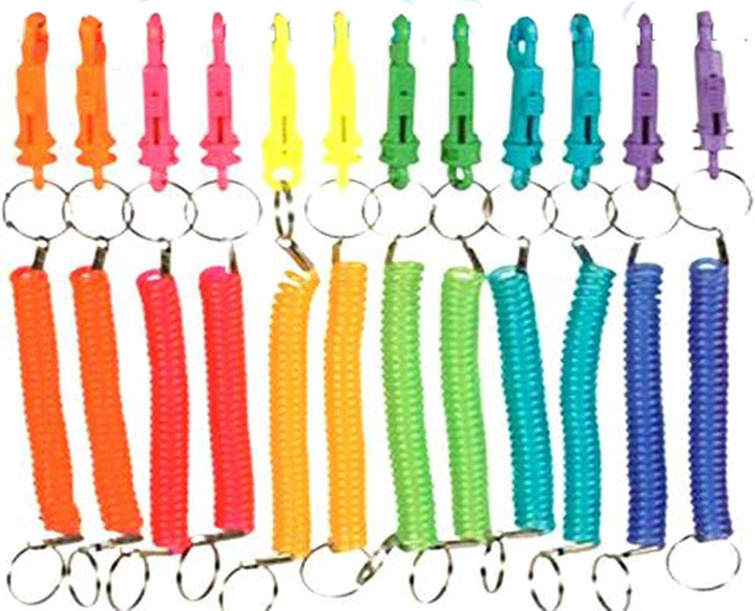 Neon Stretchy Spiral Keyring fobs (12 units carded) : Amazon.co.uk: Fashion
