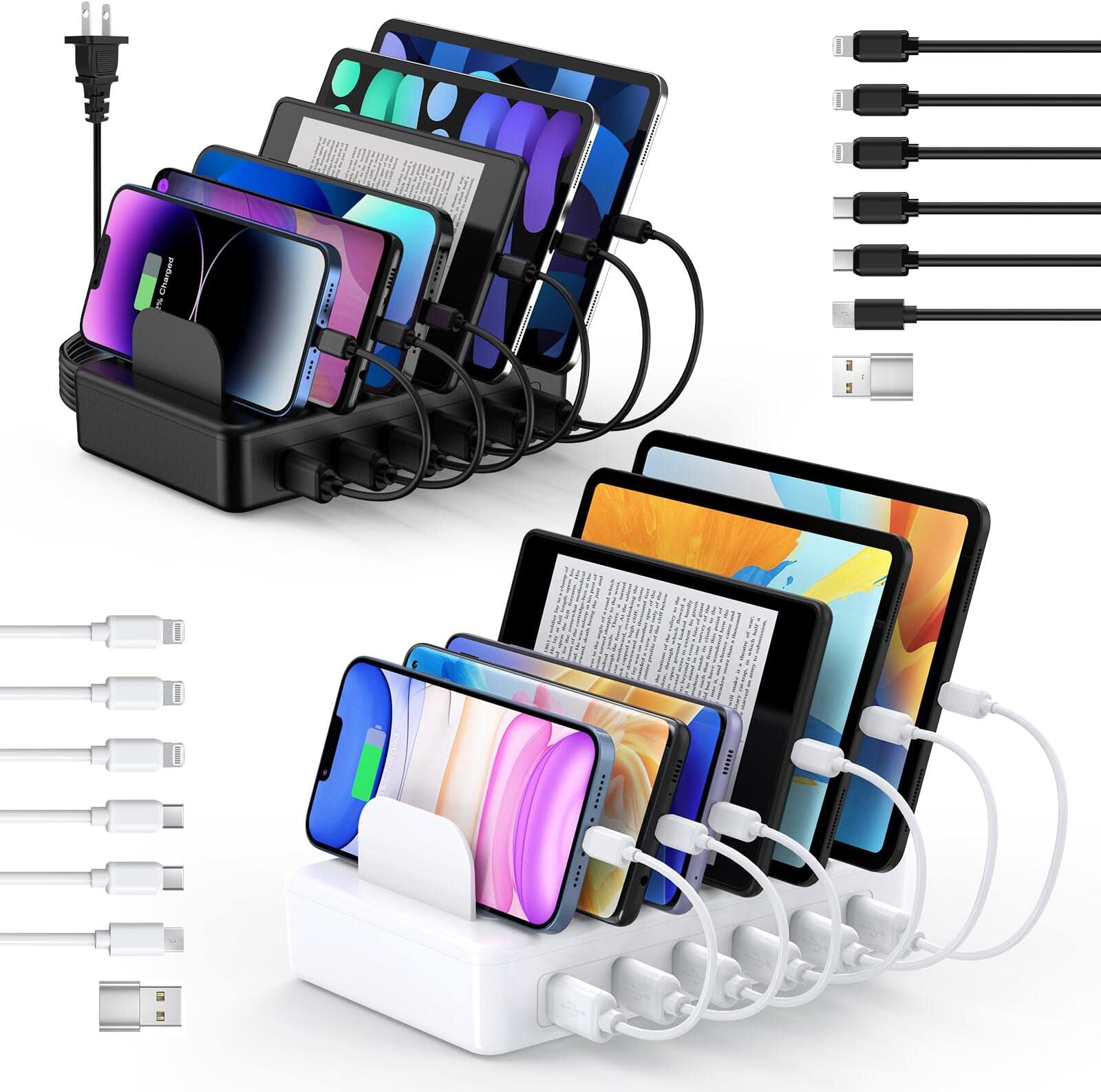 Amazon.com: 2 Pack Charging Station,50W 6 Ports Charging Dock with 6 ...