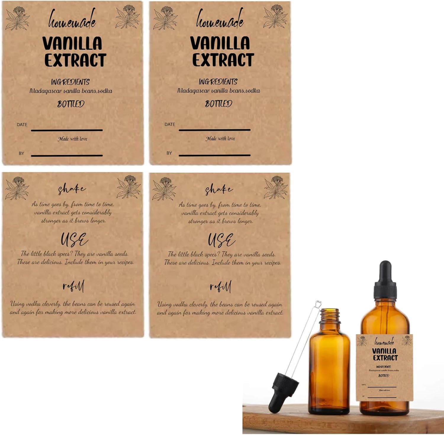Amazon.com: Homemade Vanilla Extract Labels Stickers Personalized for ...