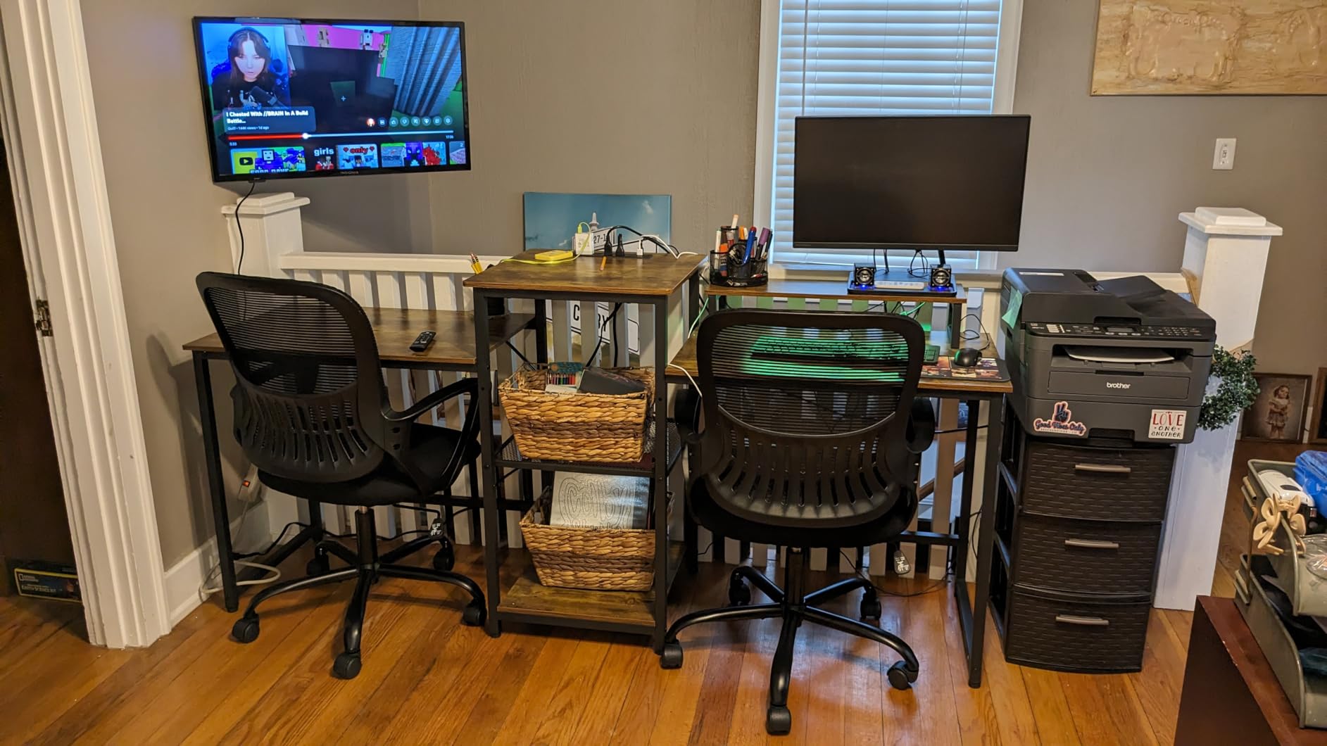 $32/mo - Finance Unikito 2 Person Computer Desk with LED Light and ...