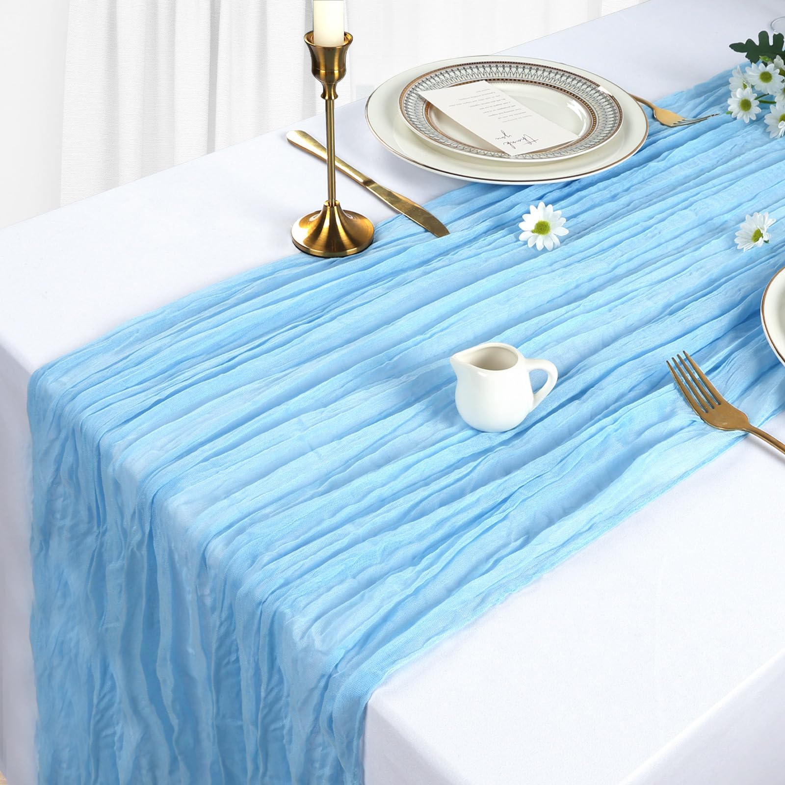 Snapklik.com : 6 Pack Baby Blue Cheesecloth Table Runner 10Ft Gauze ...