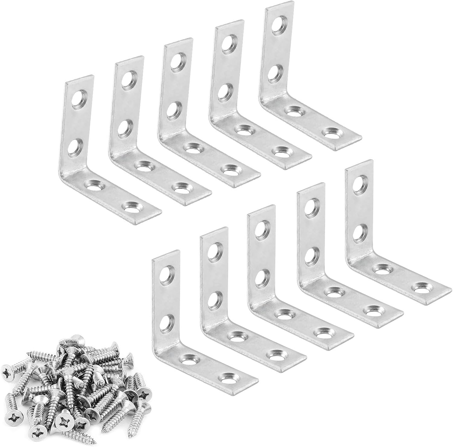 10Pcs L Bracket Corner Braces - Small Angle Iron Bracket, 50mm x 50mm x ...