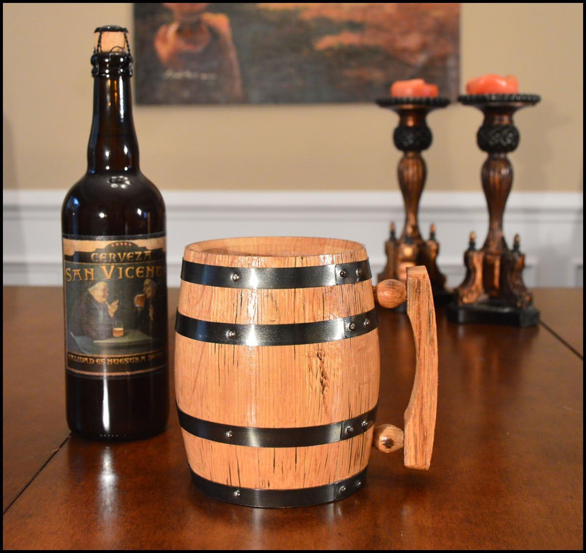 Amazon.com | Oak Barrel Mug - 1 Liter - Finished: Beer Mugs: Coffee ...